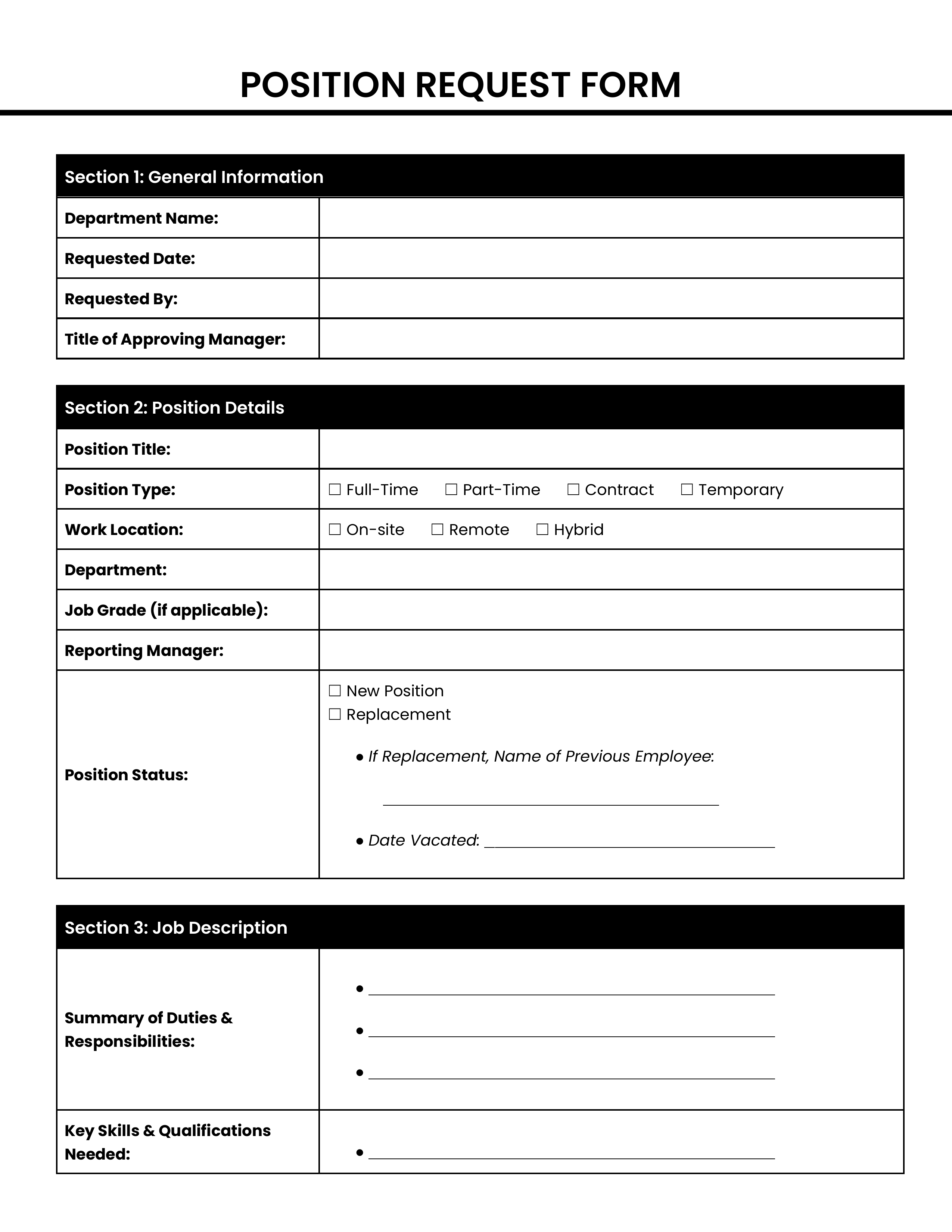 Position Request Form | Medusa Store